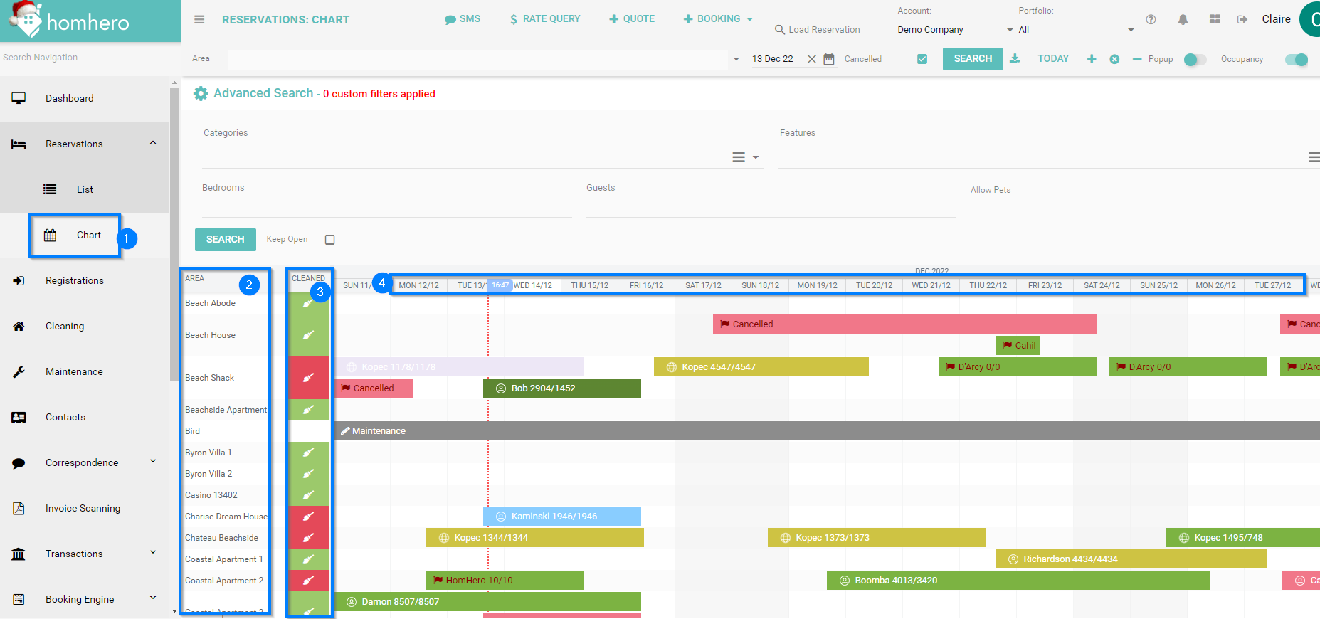 Reservations Chart – HOMHERO