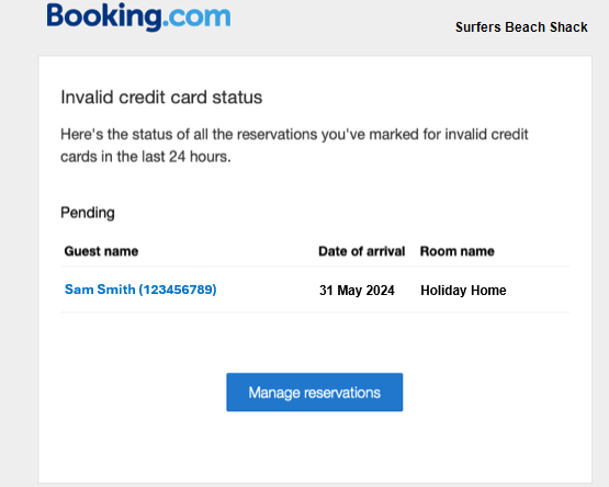 Handling invalid credit cards from Booking.com – HOMHERO
